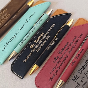 Personalized Teacher Gift | Engraved Leather Pens Gifts and Case for ...