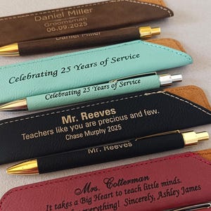 Personalized Teacher Gift | Engraved Leather Pens Gifts and Case for ...