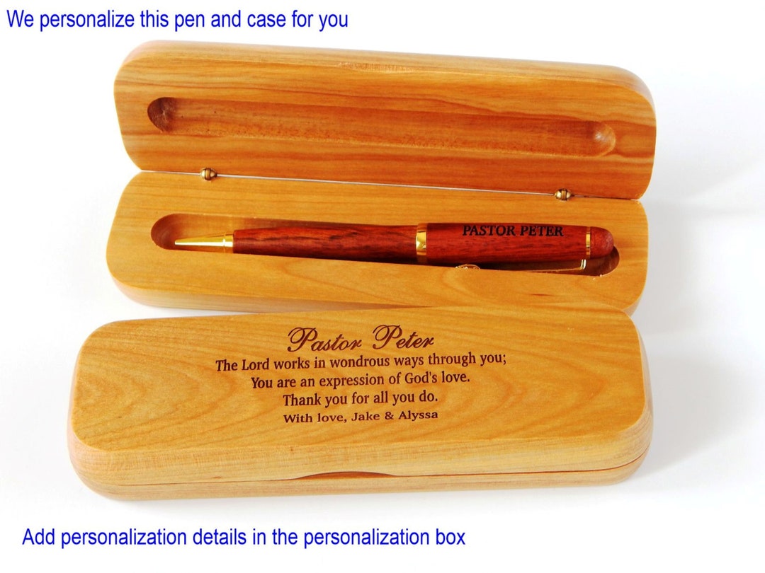 Custom Pastor Gift: Engraved Wood Pen Set - Etsy
