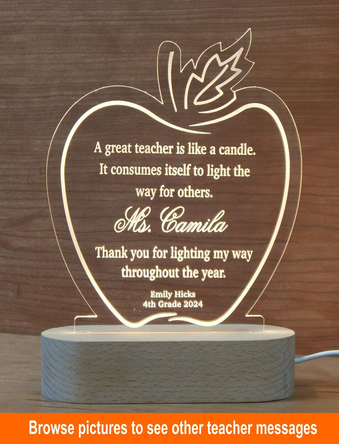 Personalized Teacher Gifts Gift for Teacher Apple End of Year Plaque ...