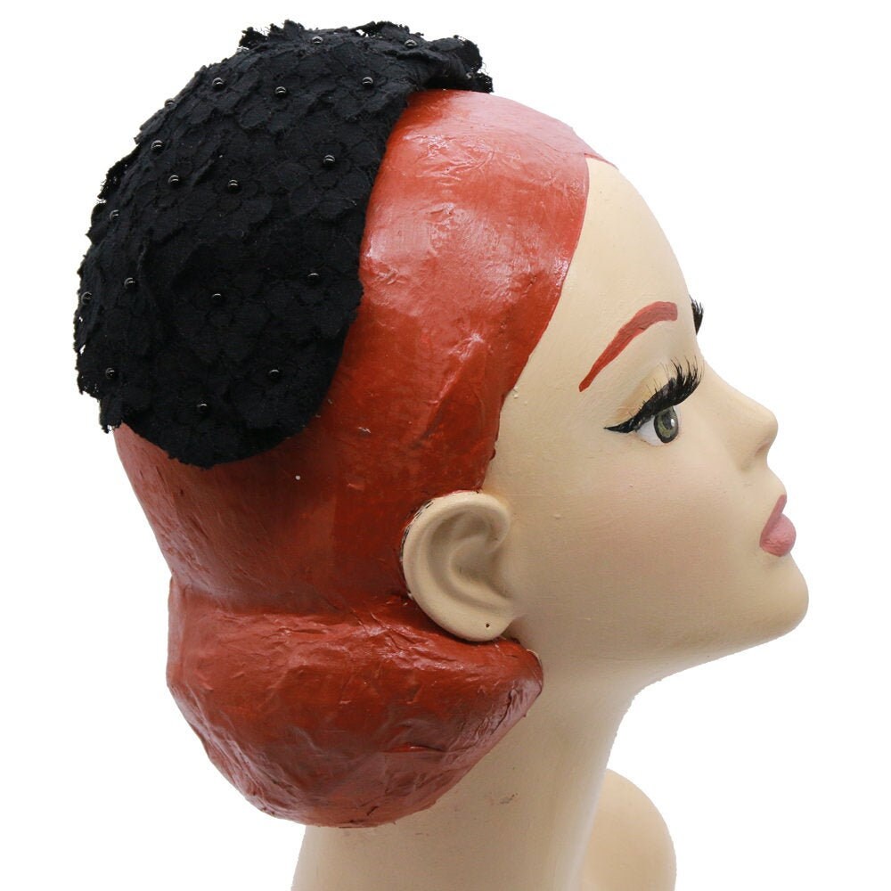 Black Half Hat With Lace Big Fascinator or Bandeau Hat in - Etsy