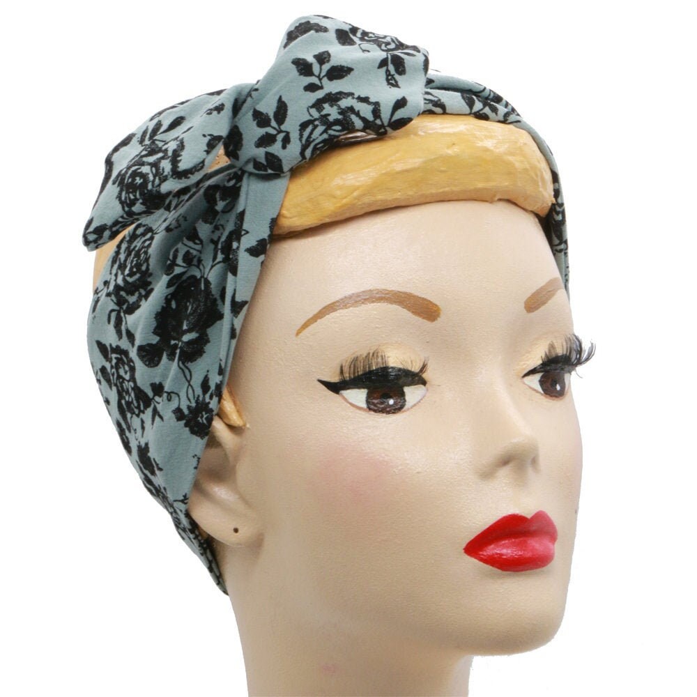 Turquoise Blue Hair Band With Black Roses With Wire - Etsy UK