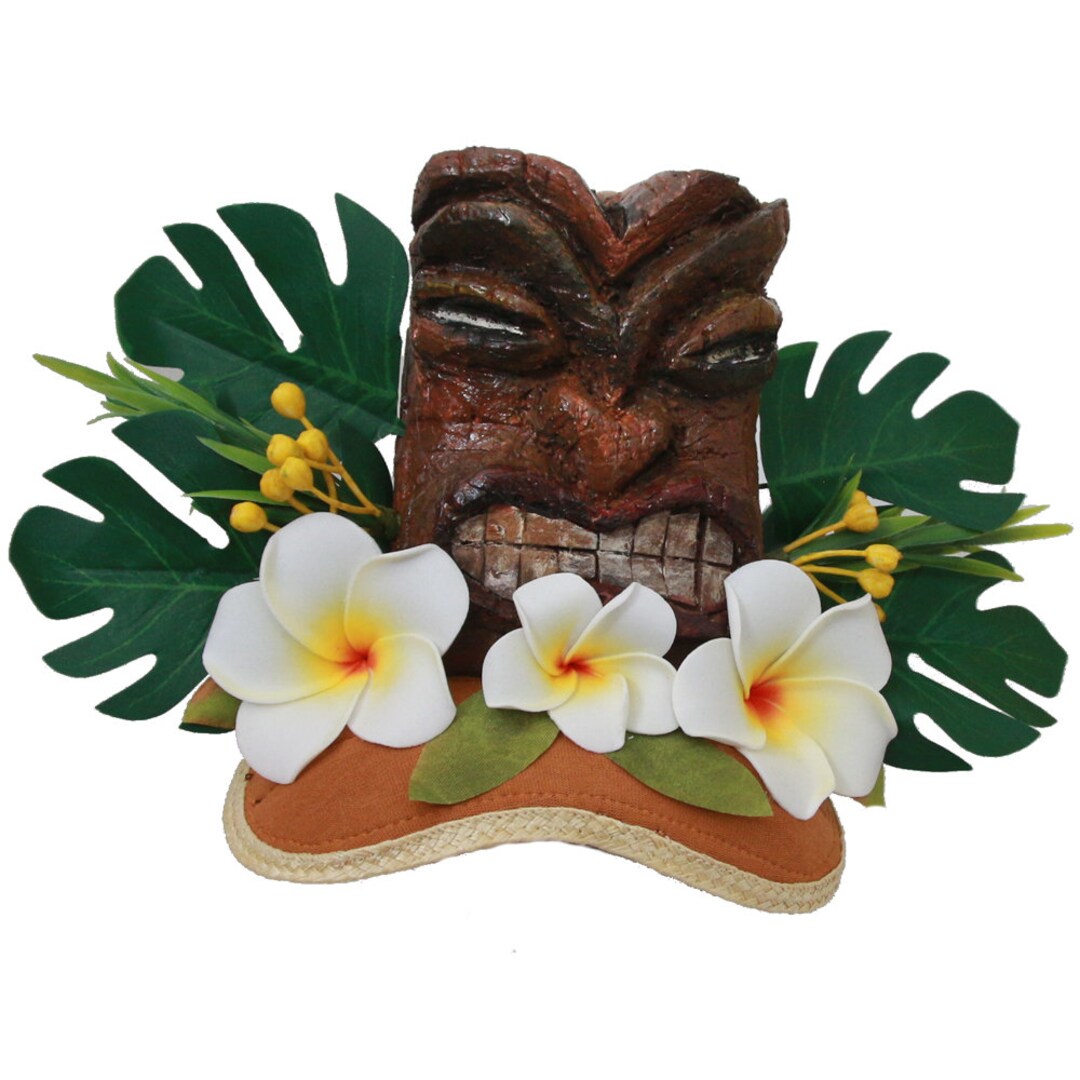 Tiki Queen Big Fascinator With Palm Leaves & Frangipani Flowers - Etsy