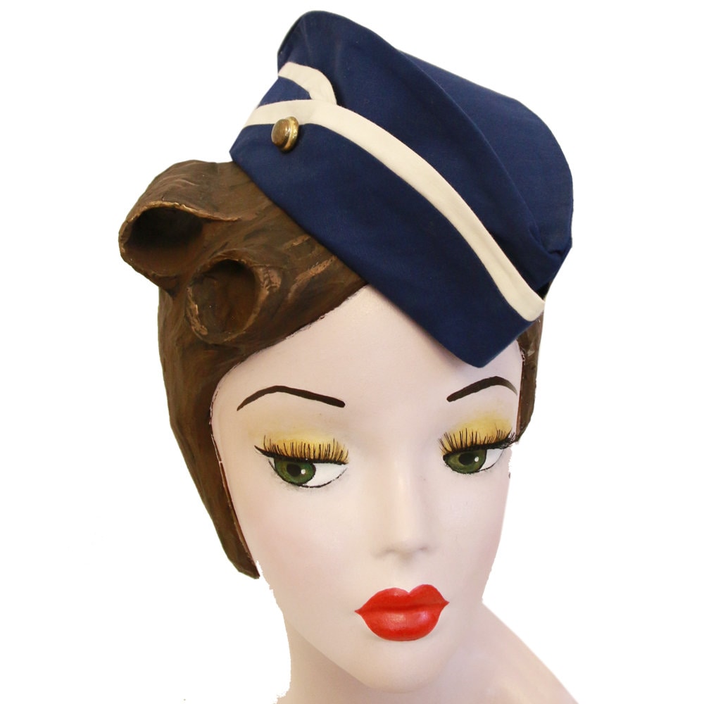 Side Cap Blue Side Cap Black Army Navy Vintage Rockabilly - Etsy