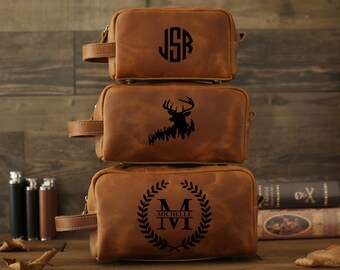Personalized Shaving Kit Groomsmen Toiletry Bag Leather Dopp Kit ...