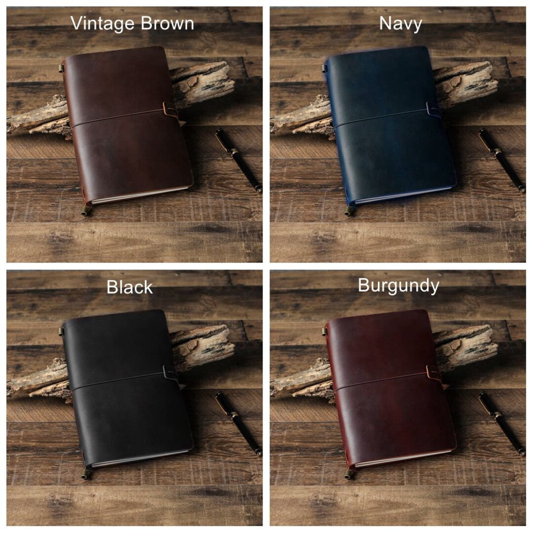 4 Colors Available Personalized Leather Journal Notebook, Custom Sketch ...