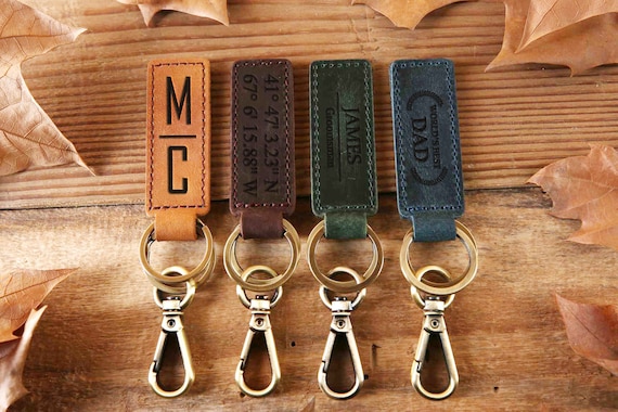 Personalized Leather Keychain Engraved Leather Key Chain Key | Etsy