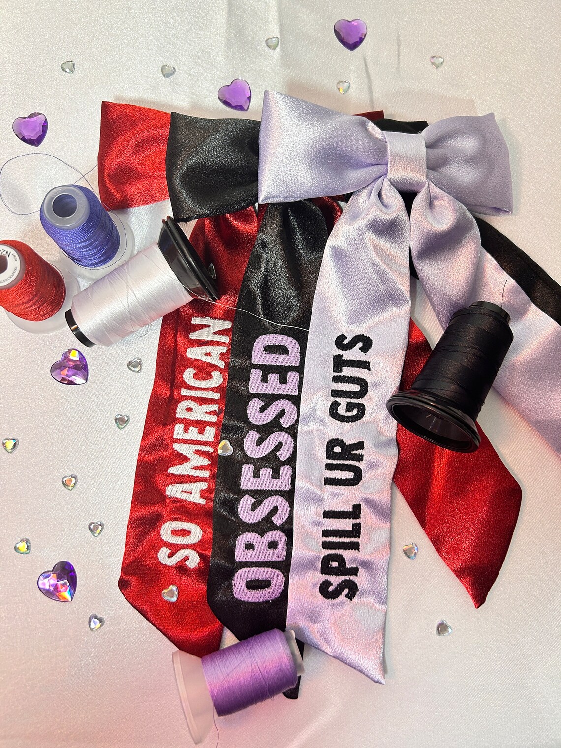 Olivia Rodrigo Guts Tour 2024 Satin Embroidered Bow for Hair ...