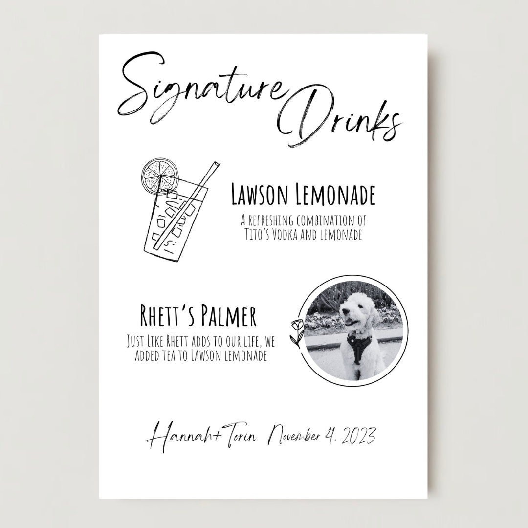 Signature Drink Sign, Pet Signature Drink Sign, Wedding Drink Signage ...
