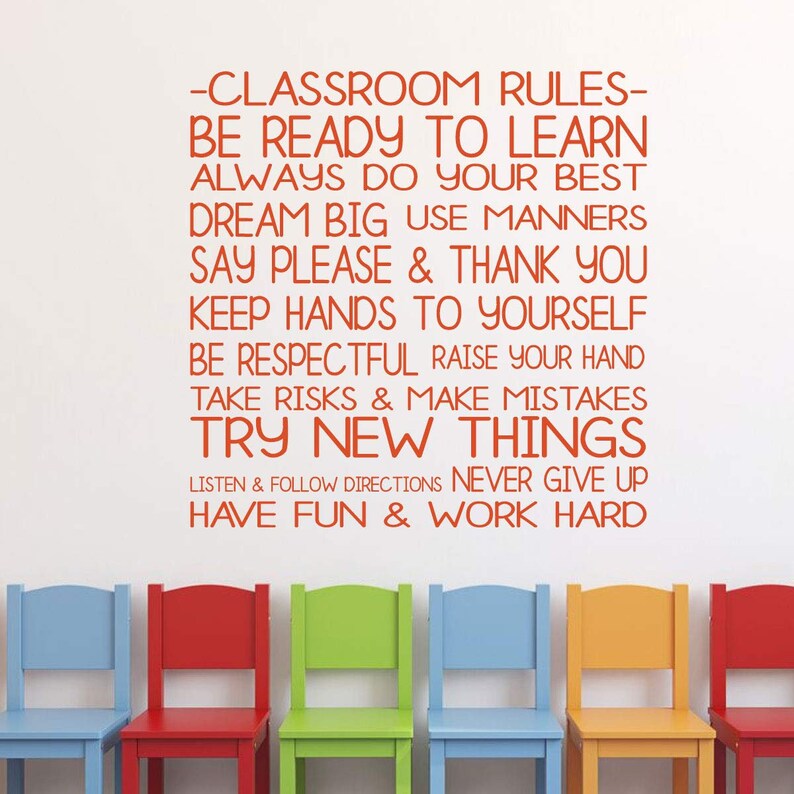 Classroom Decoration Classroom Rules Vinyl Wall Decal Back - Etsy