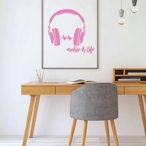 Headphone Vinyl Wall Decal - Music is Life - Vinyl Decoration for Home ...