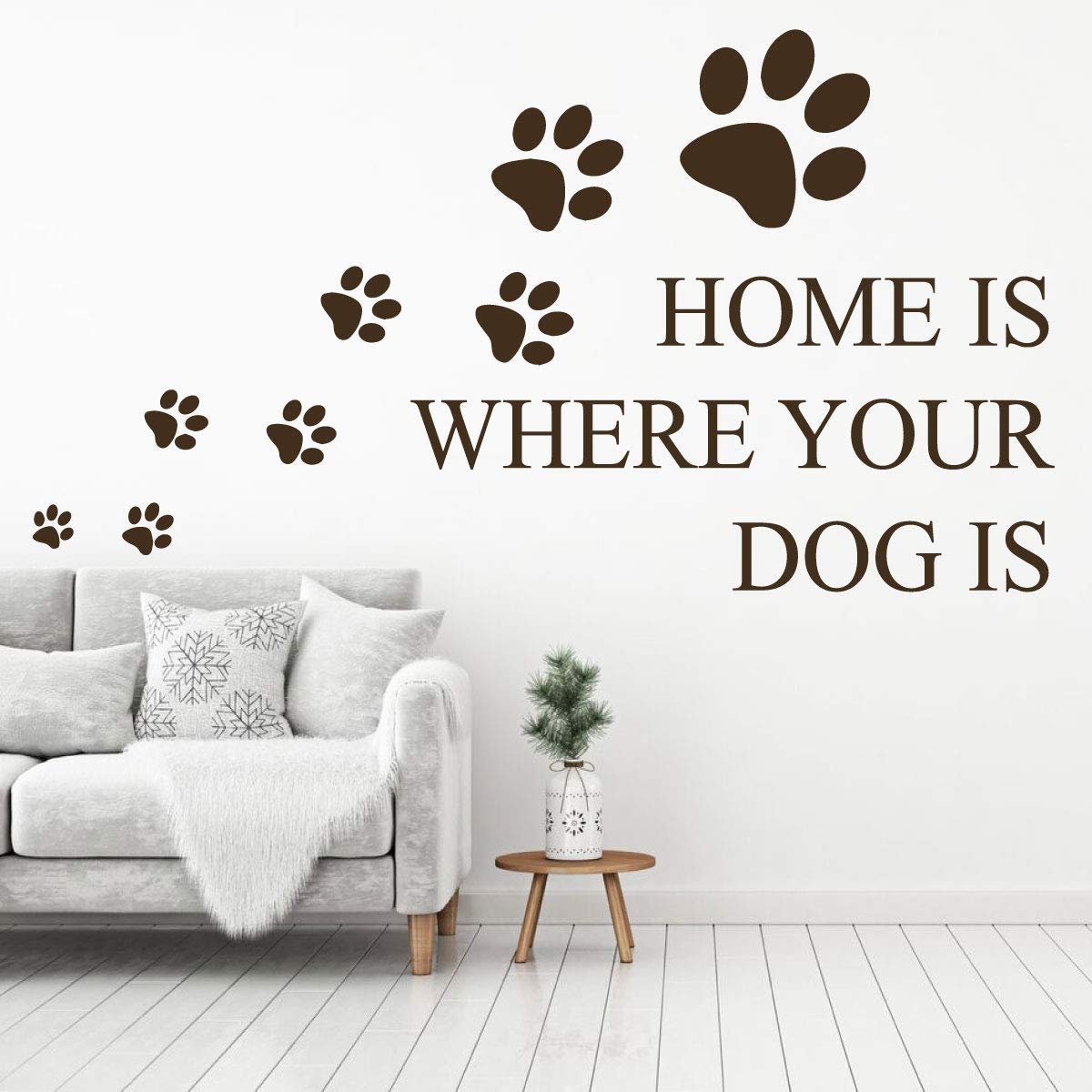 Dog Lovers Wall Decal | Home is Where Your Dog is | Dog Footprint ...