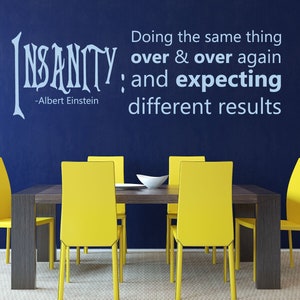 Quote Wall Decals - Insanity: Doing the Same Thing Over & Over Again ...
