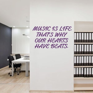 Music Quote Wall Decal - Music is Life - Musician Gifts for Bedroom ...