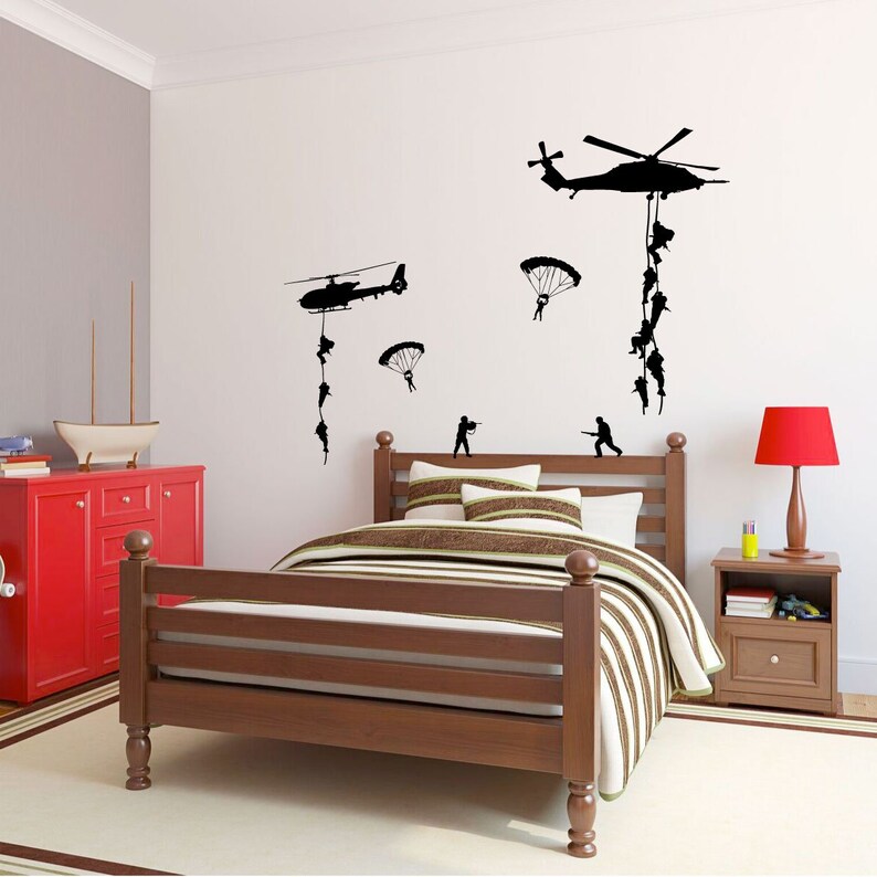 Army Wall Decals Soldiers Parachuting From Helicopters - Etsy