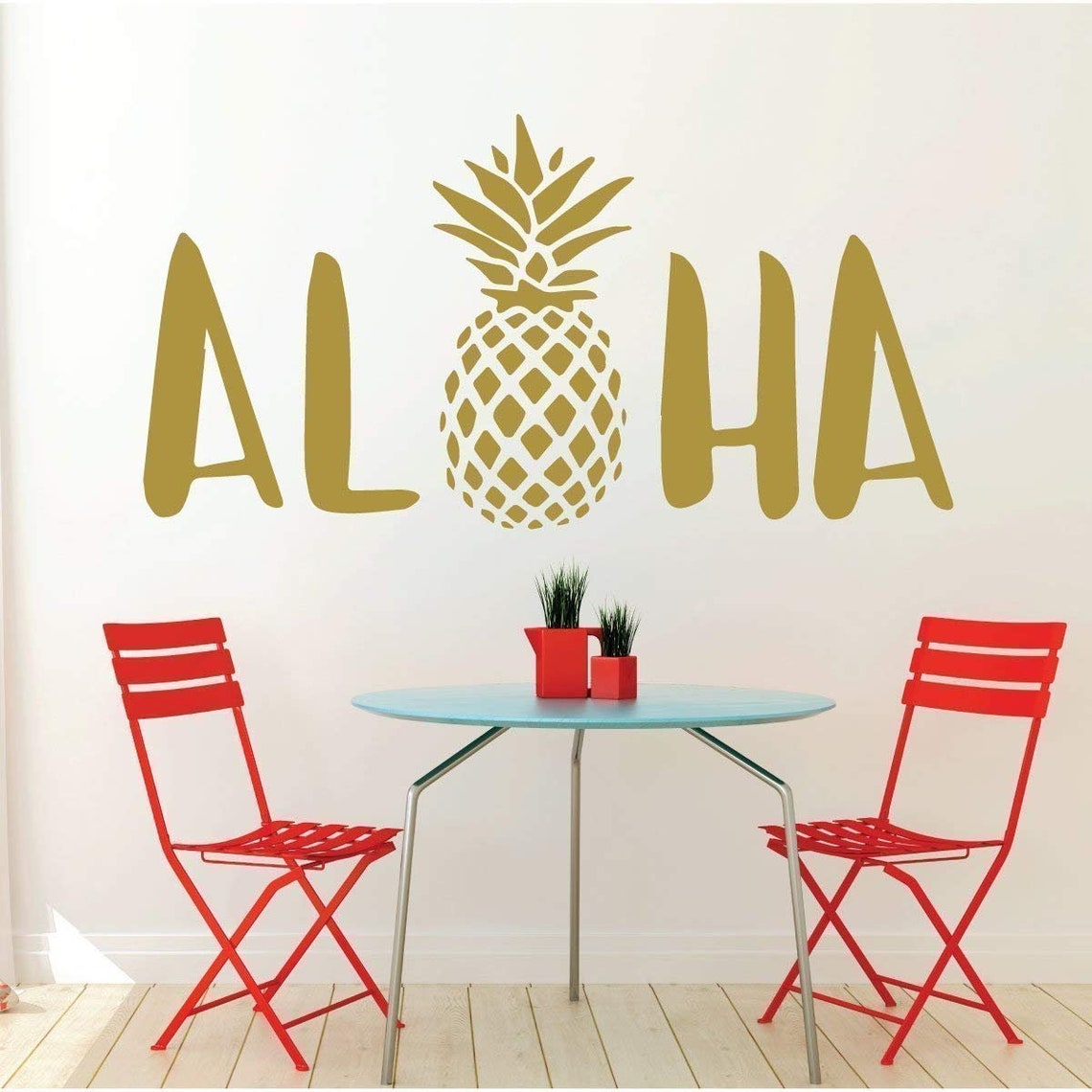 Aloha Wall Decal Sticker With Hawaiian Pineapple Design | Etsy