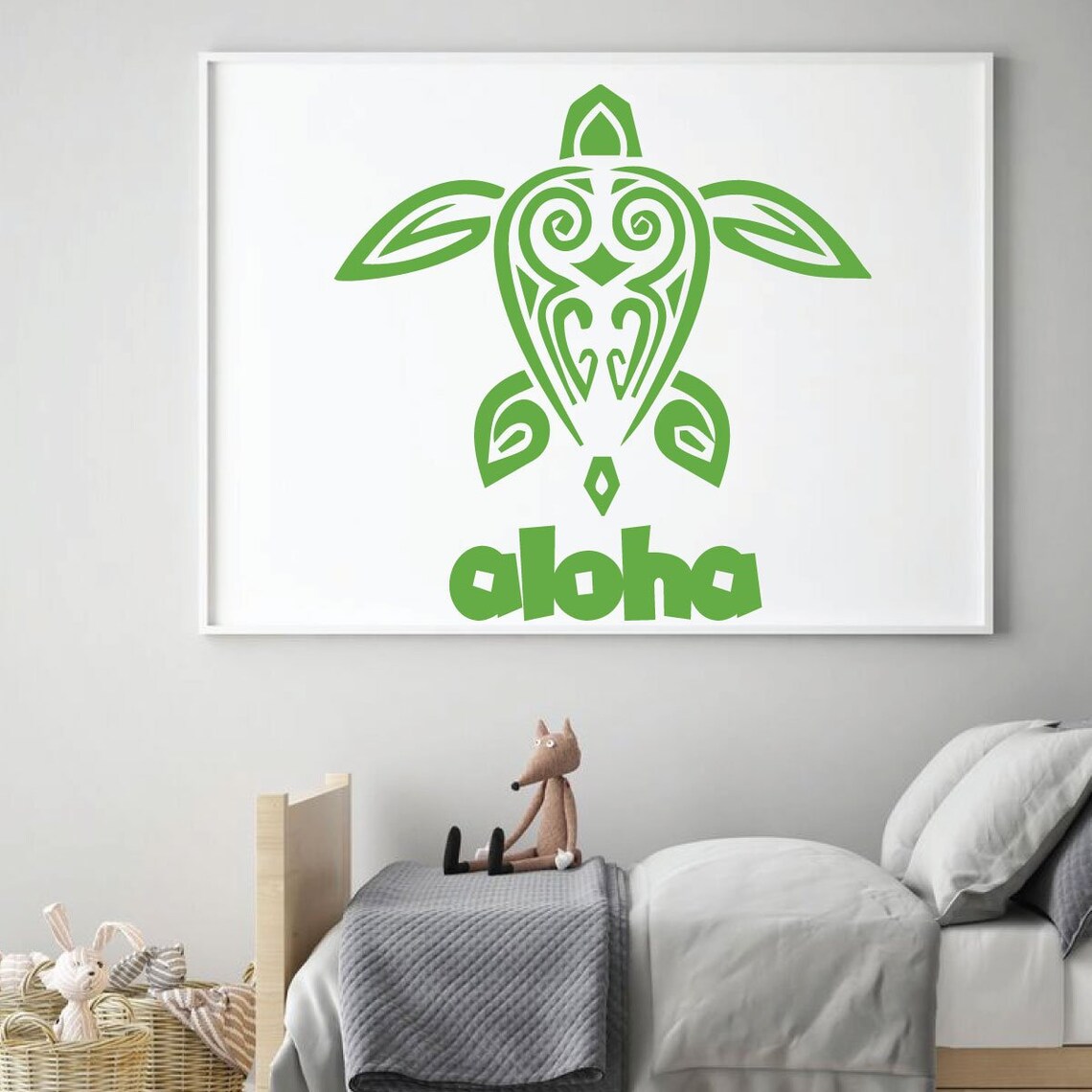 Aloha Wall Decal Sticker With Hawaiian Turtle Design - Vinyl Art ...