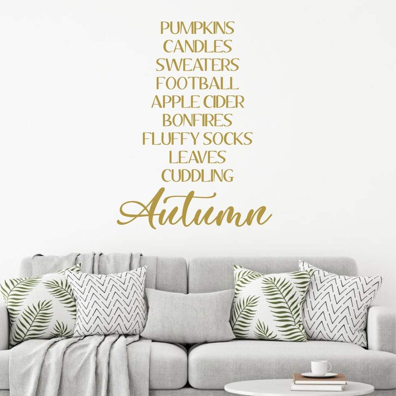 Fall Season Wall Decal Pumpkins Candles Apple Cider Leaves - Etsy
