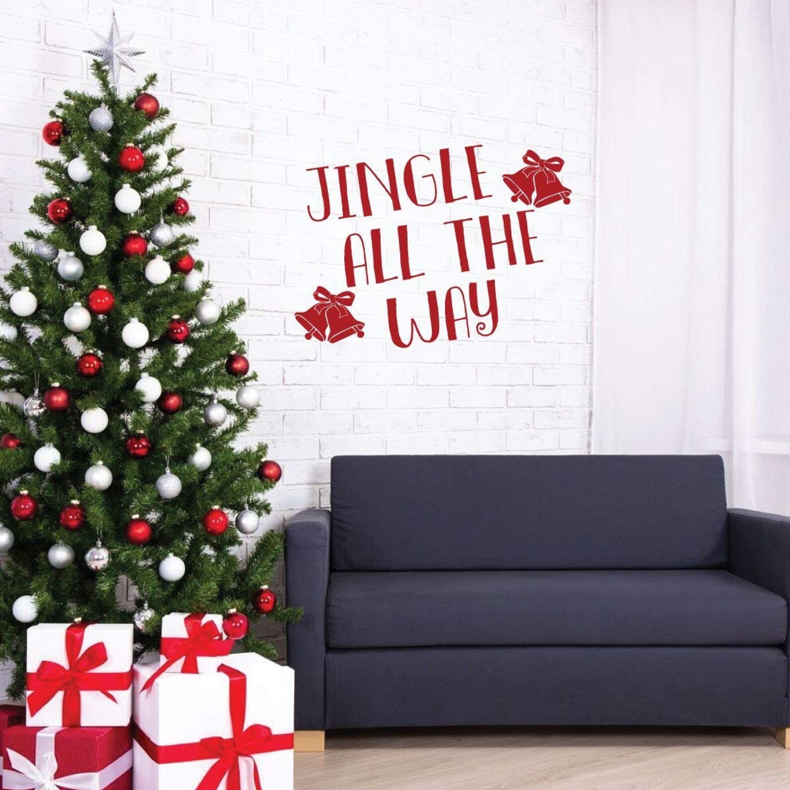 Christmas Wall Decal - Jingle All the Way - Holiday Vinyl Stickers for ...