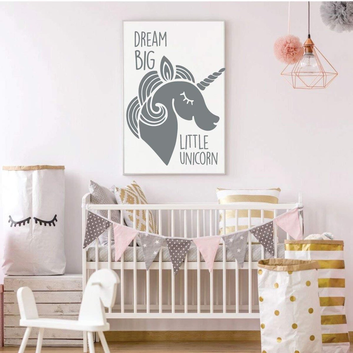 Unicorn Wall Decor Dream Big Little Unicorn Vinyl Decal | Etsy