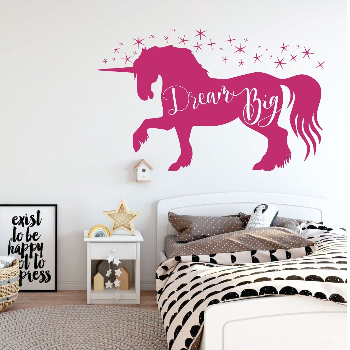 Unicorn Wall Decal Dream Big Vinyl Decor for Girl's - Etsy