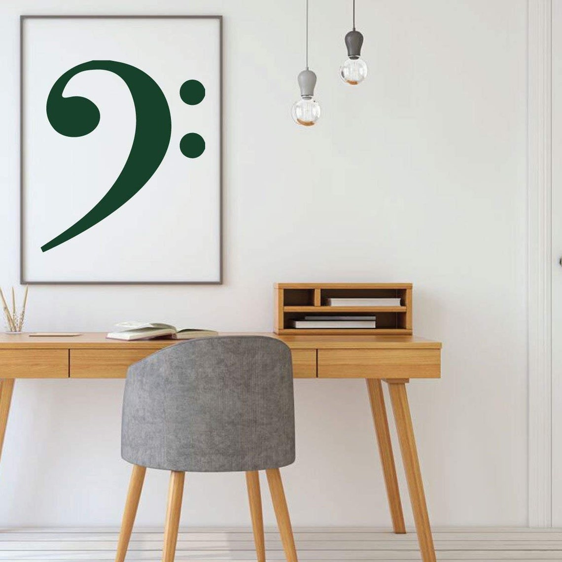 Music Wall Decal Bass Clef Symbol Musician Gifts for | Etsy