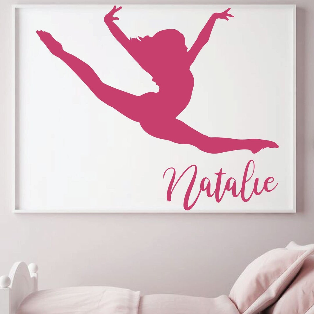 Gymnastics Vinyl Stickers, Personalized Gymnastics Wall Decal, Custom Gymnast Wall Decor ...