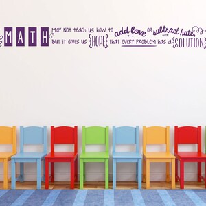 Math Classroom Decorations - Math Quote Vinyl Wall Decal for Teachers ...