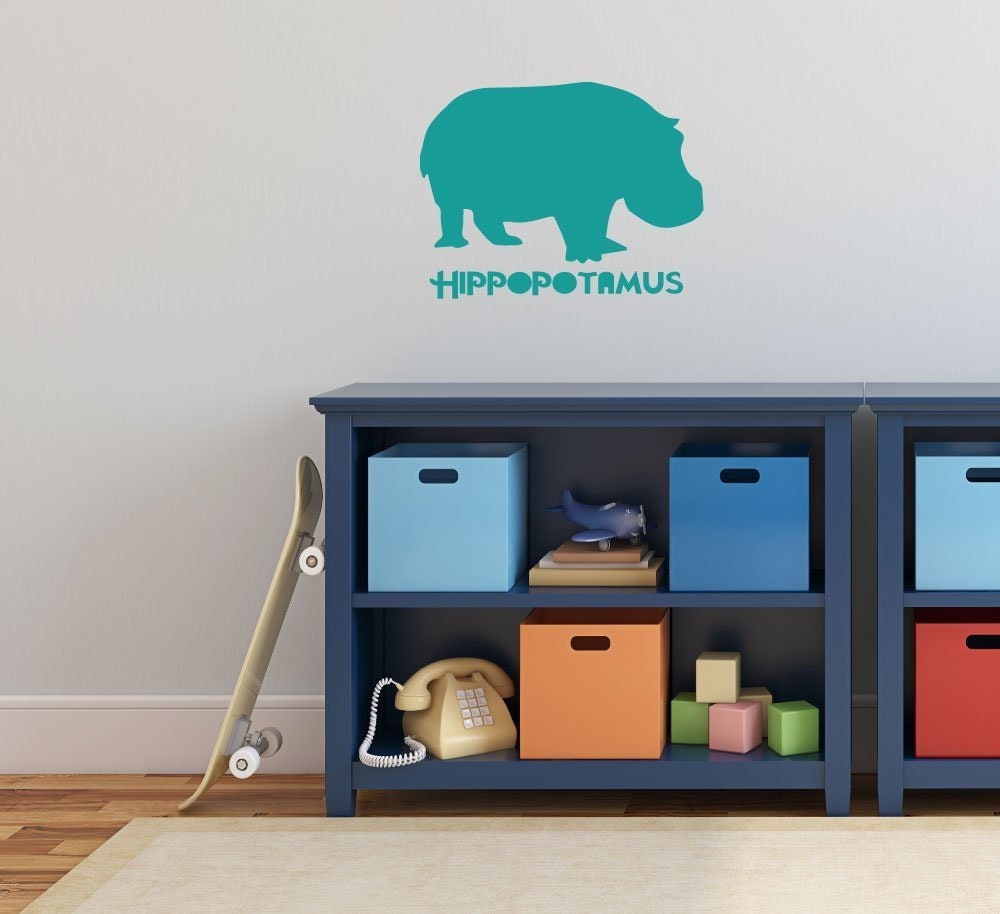 Hippo Wall Decal - Hippopotamus Art for Home, Playroom, Child's Bedroom ...