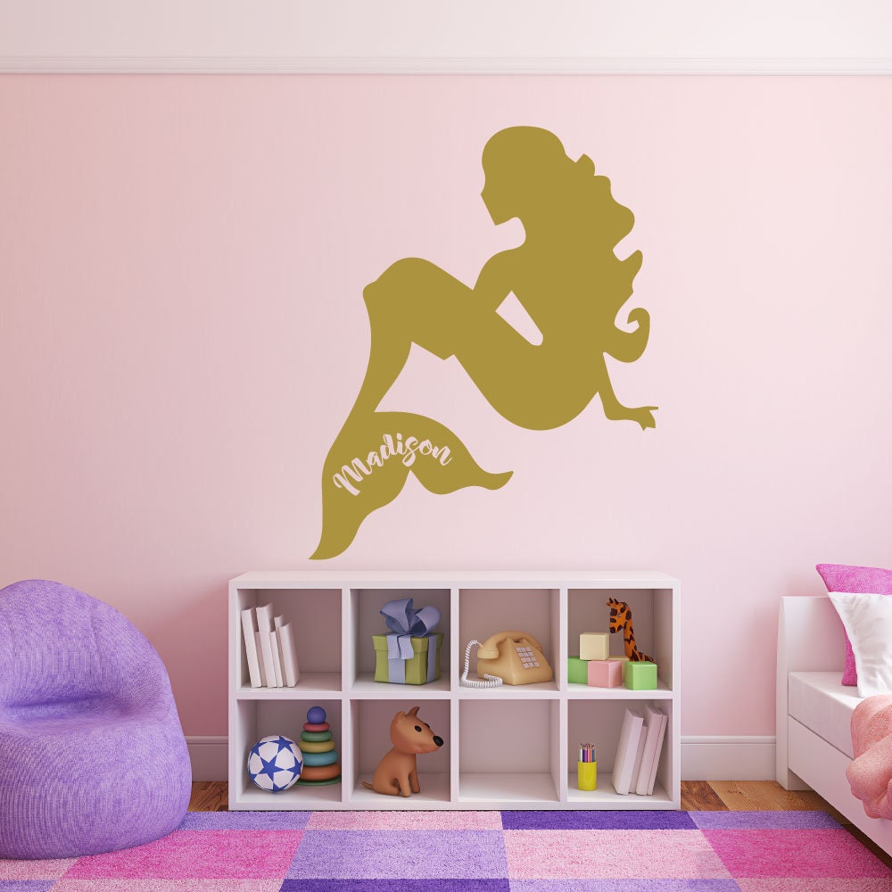 Mermaid Vinyl Wall Decor Personalized for Girl's Bedroom - Etsy
