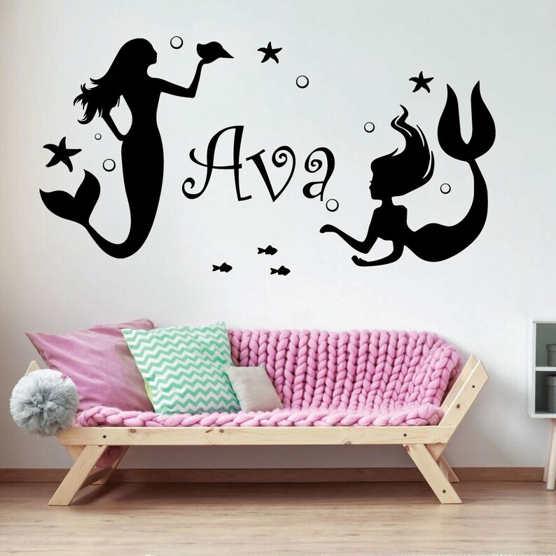 Mermaid Wall Decal in Vinyl With Personalized Name Includes | Etsy