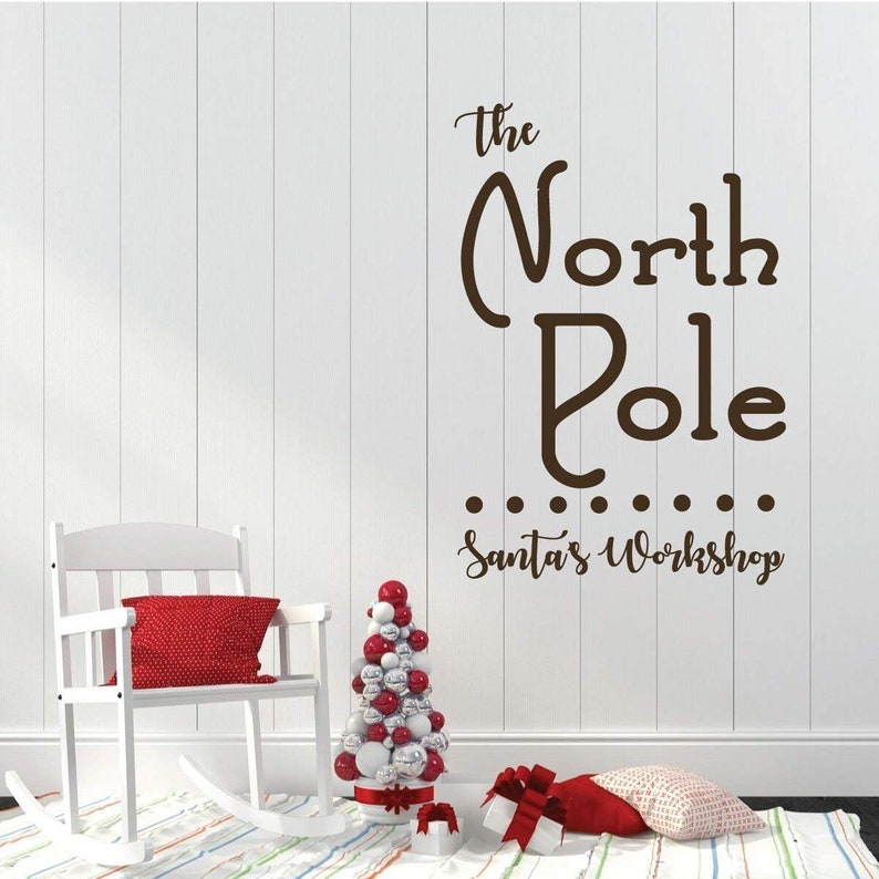 North Pole Santa's Workshop Christmas Wall Decal - Holiday Vinyl Decor ...