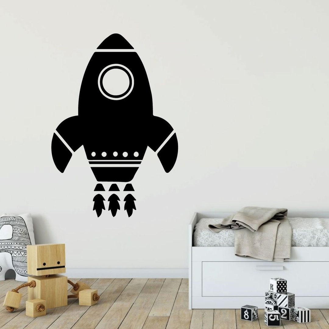 Rocket Shipwall Decal - Space Theme Room Vinyl Art Decoration for Boy's ...