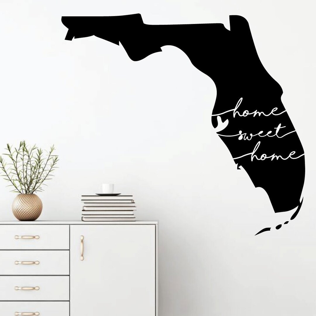 Florida Wall Decal - State Silhouette Vinyl Art for Home Decor, Living ...