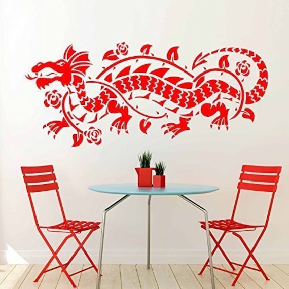 Wall Sticker Chinese Sticker Dragon Asian Symbol of Power and - Etsy