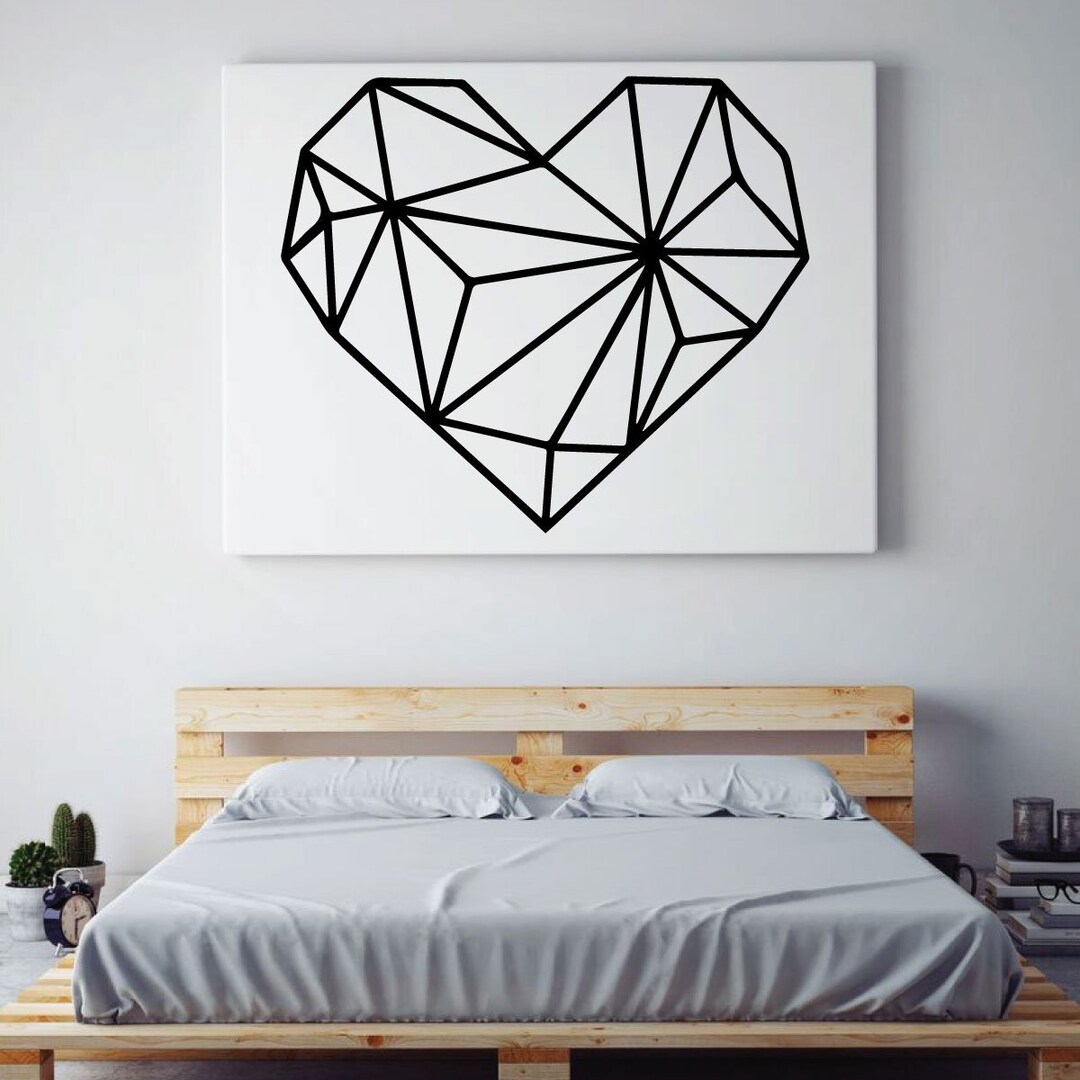 Love Wall Decal - Geometric Heart Decor - Vinyl Decoration for Bedroom ...