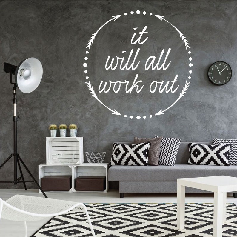 Positive Wall Decal - It Will All Work Out - Vinyl Decor for Bedroom ...