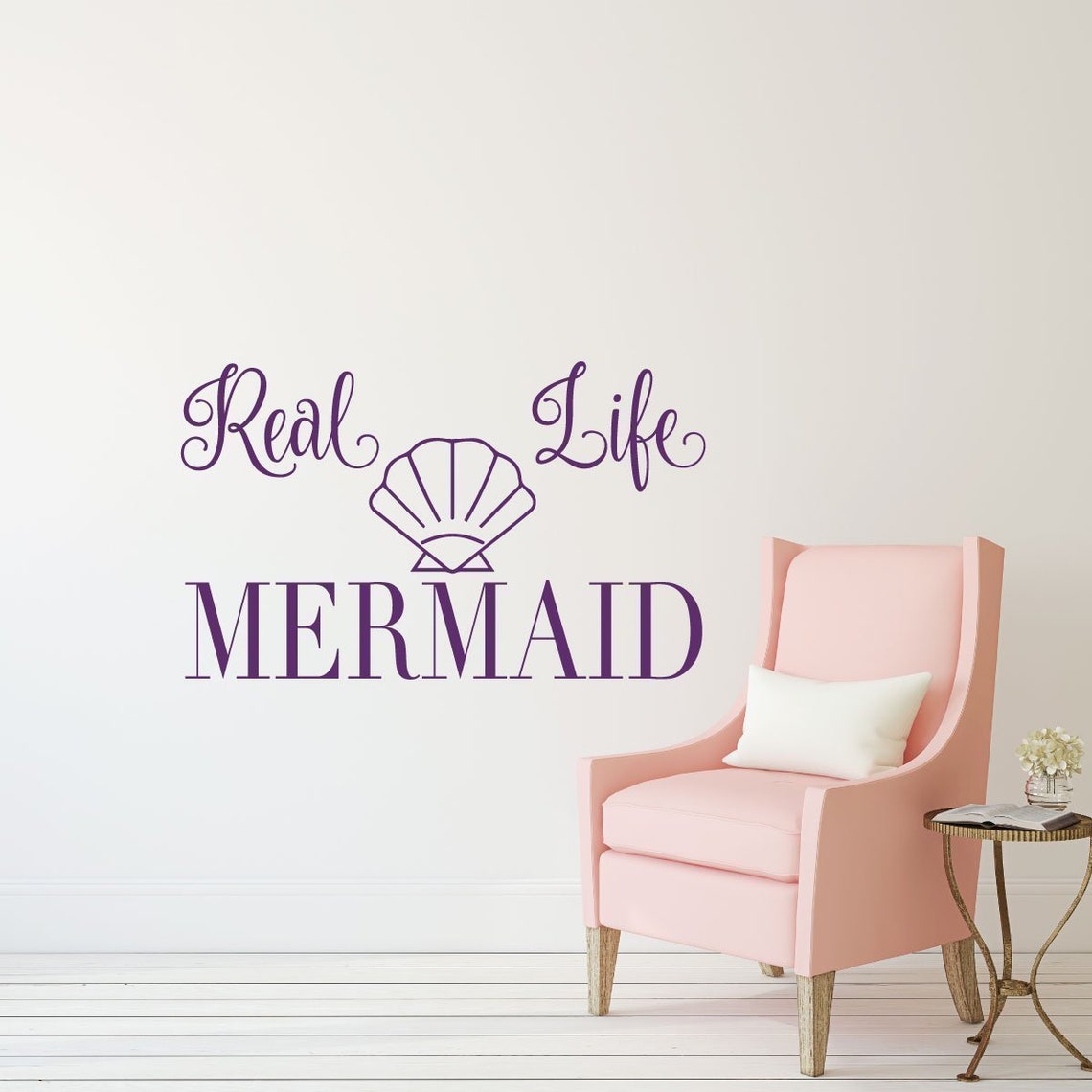 Mermaid Wall Decal With Seashell Sticker Ocean and Beach | Etsy