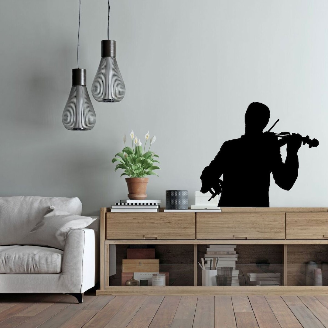 Violin Wall Decor - Vinyl Silhouette Decal - Violinist Gifts for ...