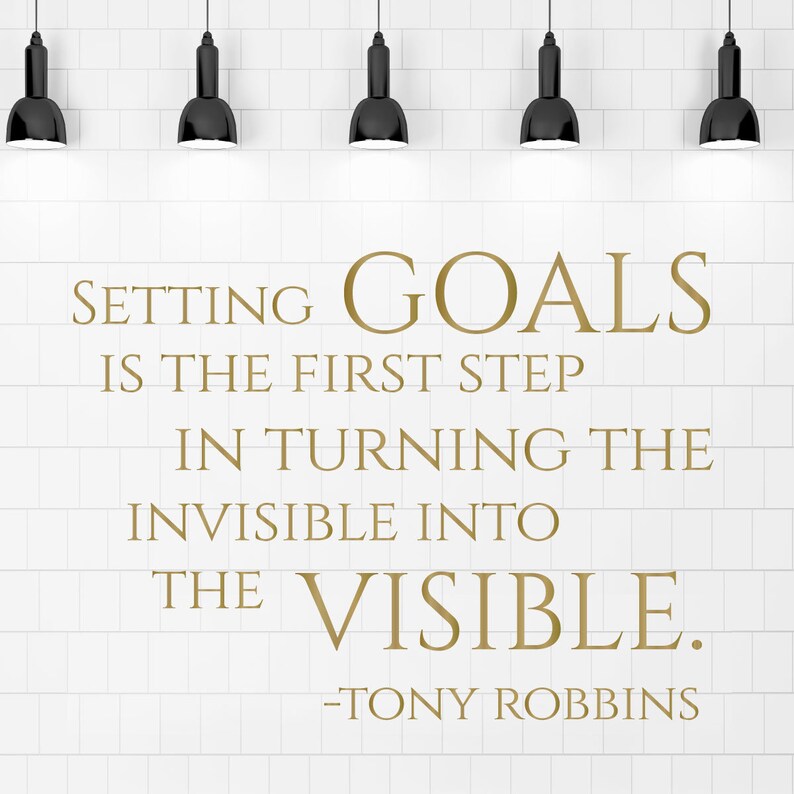 Goal Wall Decal Quote - Setting Goals is the First Step - Vinyl Sticker ...