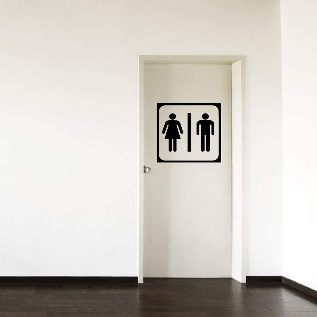 Unisex Restroom Decal - Vinyl Wall Sign for Men and Women Public ...