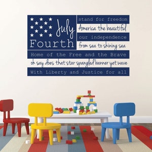 Patriotic Decals - USA Wall Decal - Fourth of July American Flag Wall ...