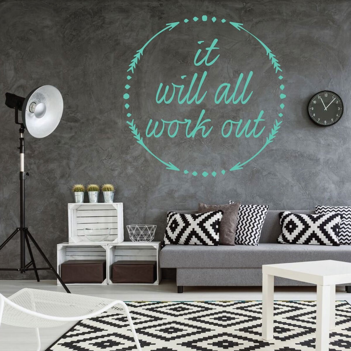 Positive Wall Decal - It Will All Work Out - Vinyl Decor for Bedroom ...