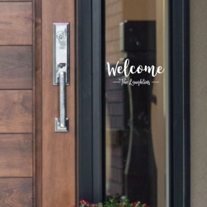 Welcome Personalized Family Name Door Sign Vinyl Art Decal Sticker for ...