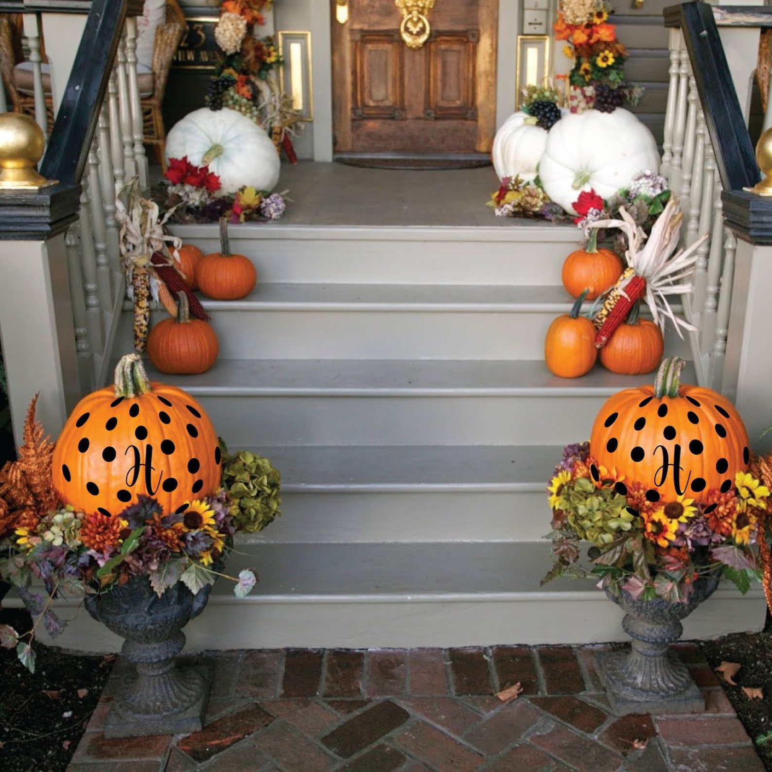 Letter H Decor Vinyl Stickers 2 Sets of Monogram Initial | Etsy