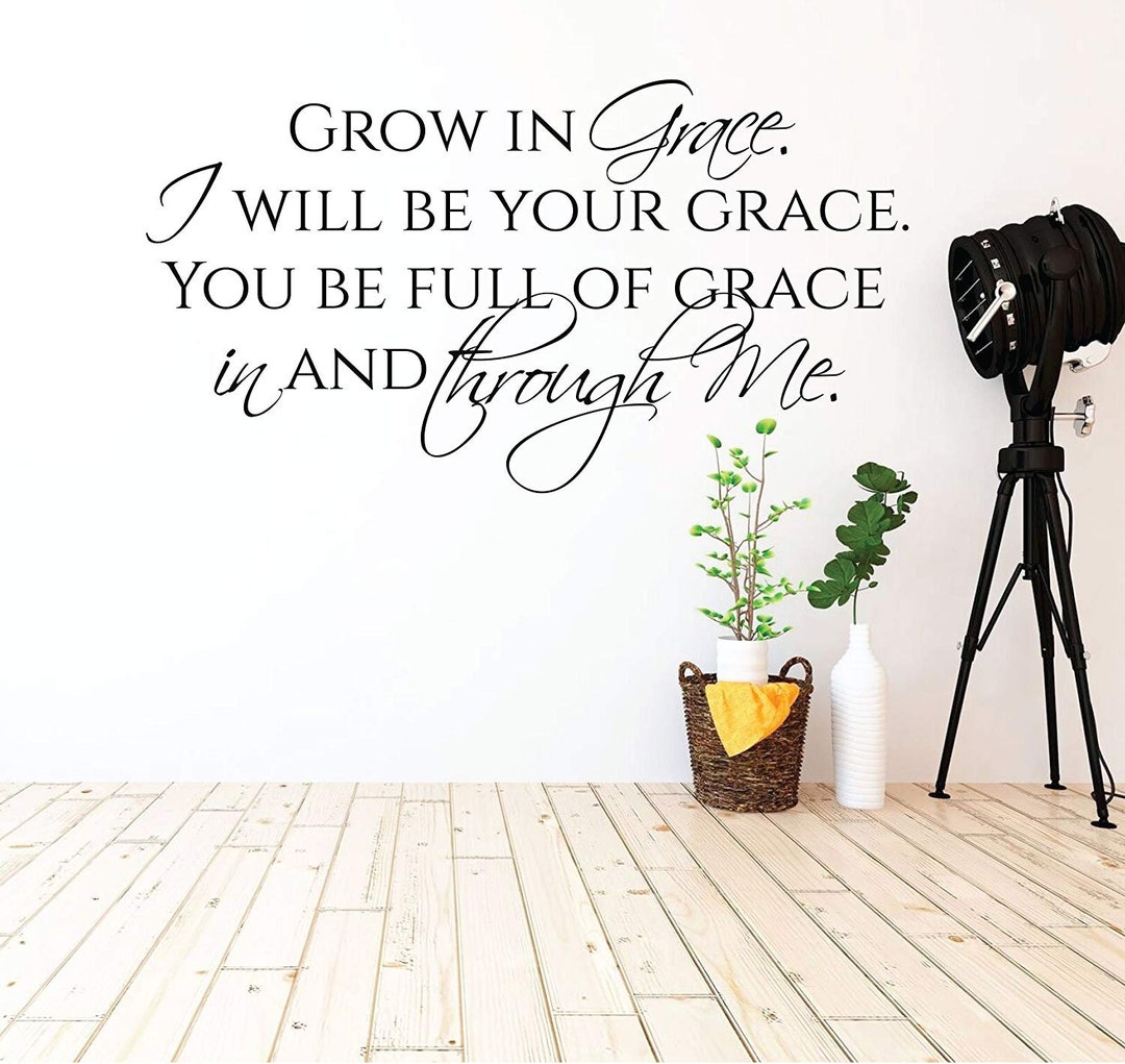 Christian Wall Decor - Grow in Grace - Scripture Art Vinyl Sticker for ...