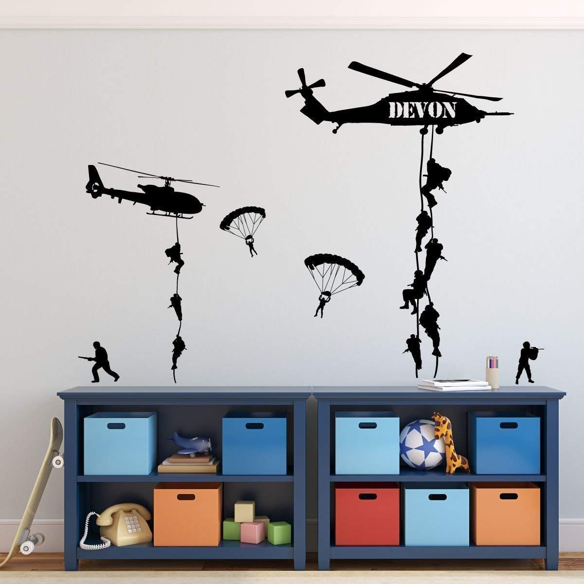 Army Wall Decals Soldiers Parachuting From Helicopters | Etsy