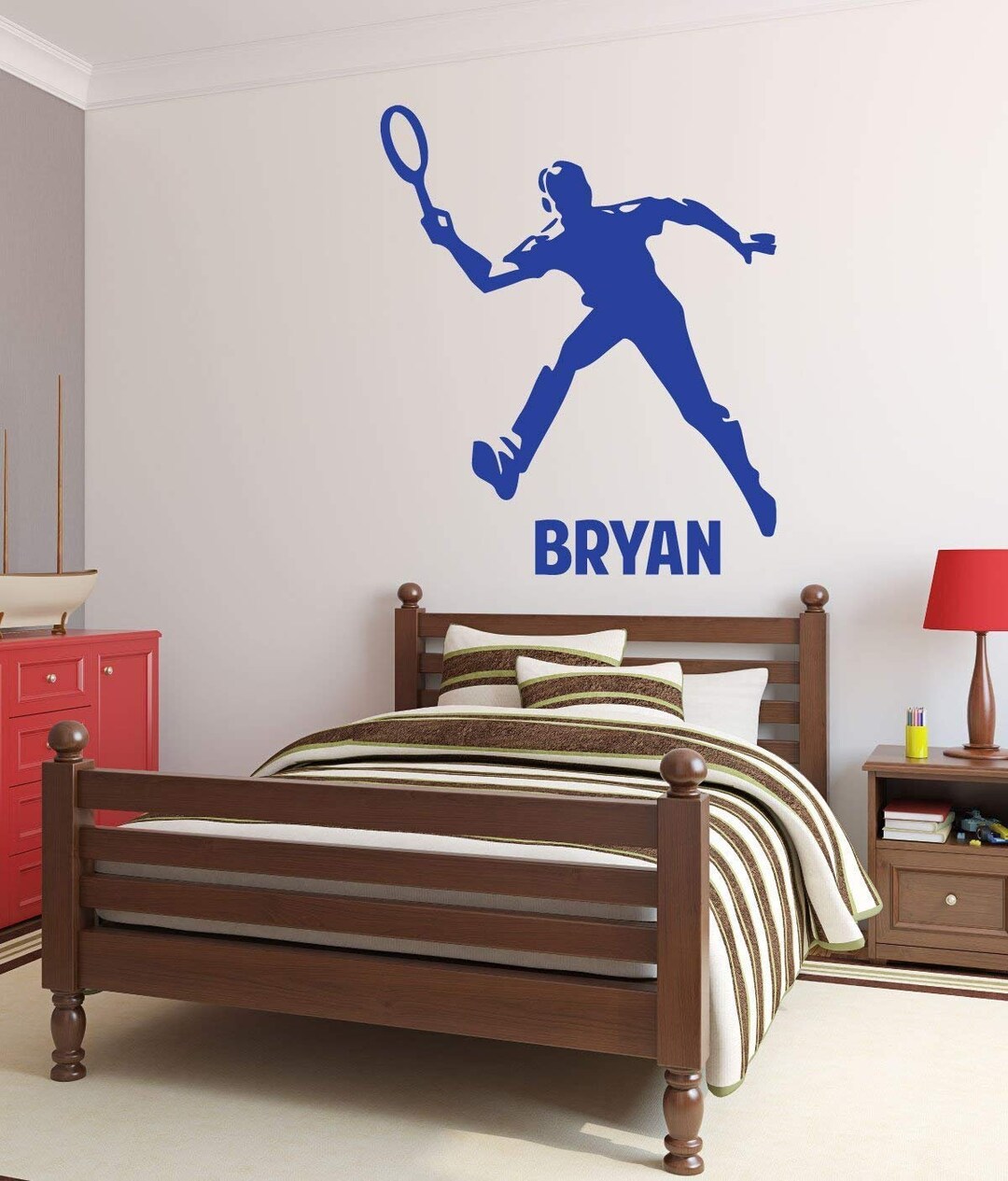 Tennis Wall Decals Personalized Male Tennis Player Sport Wall Decals ...