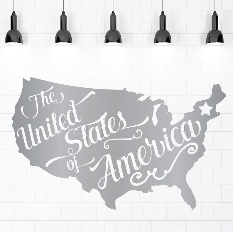 Patriotic Wall Decals United States Map the United States - Etsy