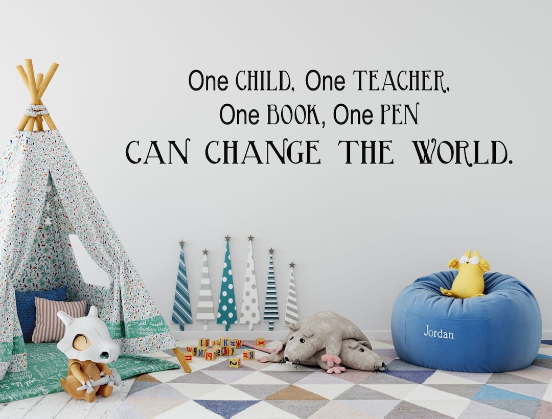 Classroom Vinyl Wall Decal -"one Child, One Teacher, One Book" Quote ...